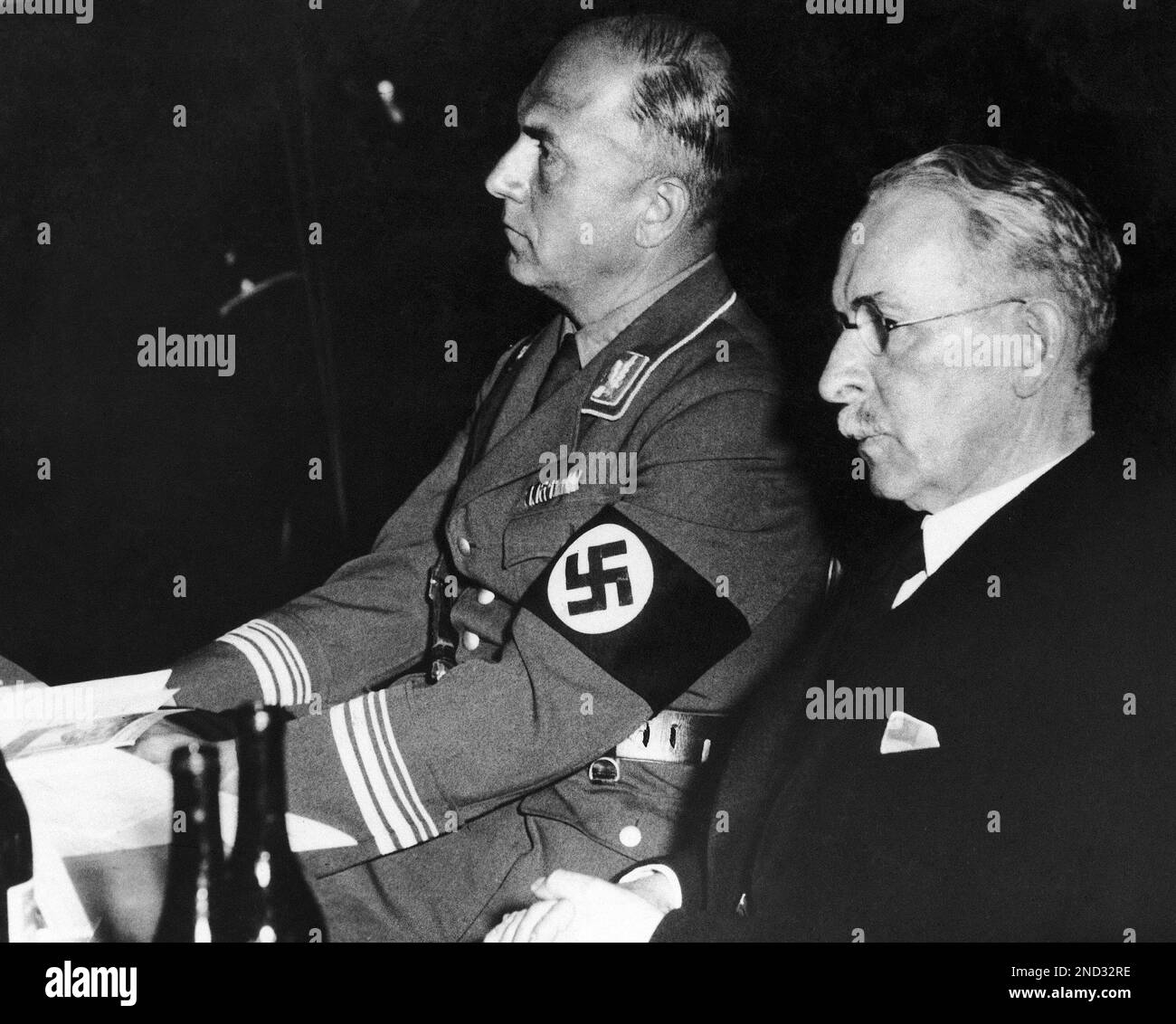Inspector General of the German highways Dr. Fritz Todt, left, and ...