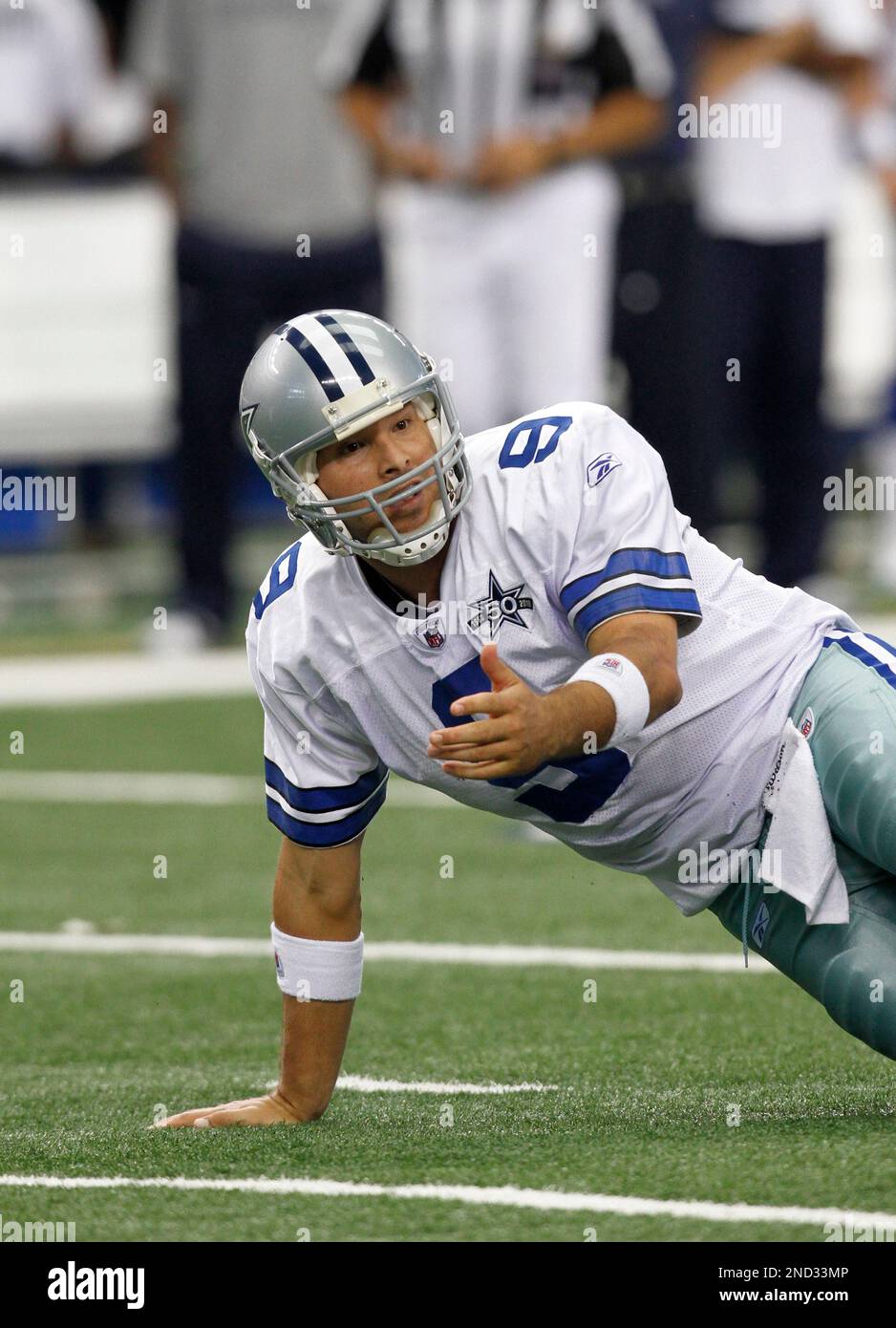 Dallas Cowboys quarterback Tony Romo (9) during an NFL football game ...