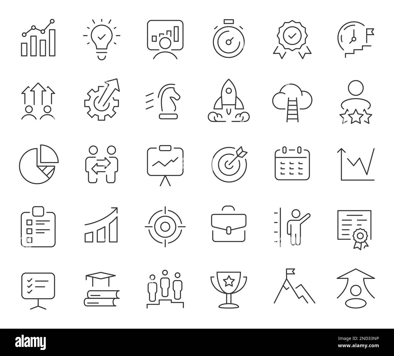 Growth and development line icons collection. Thin outline icons pack ...