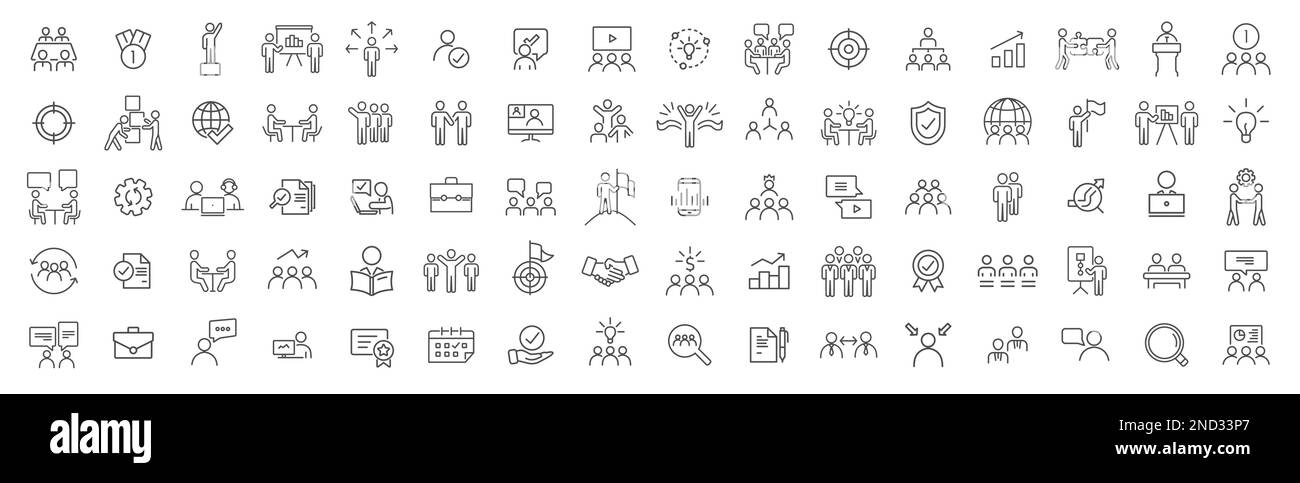 Business training and office line icons collection. Big UI icon set ...