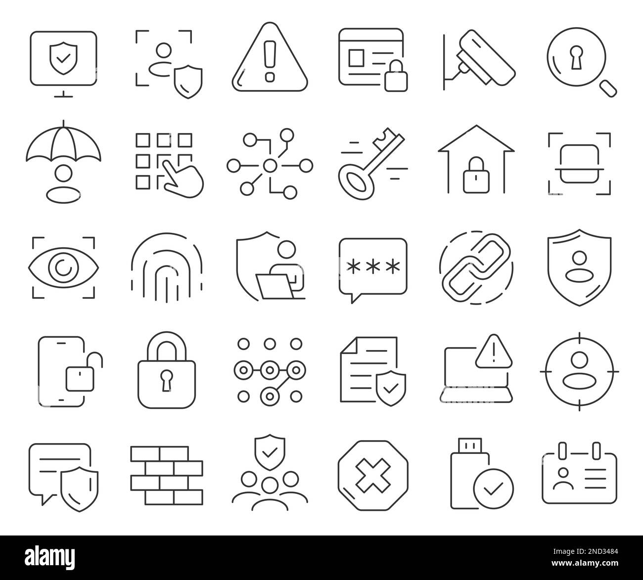 Security and protection line icons collection. Thin outline icons pack ...
