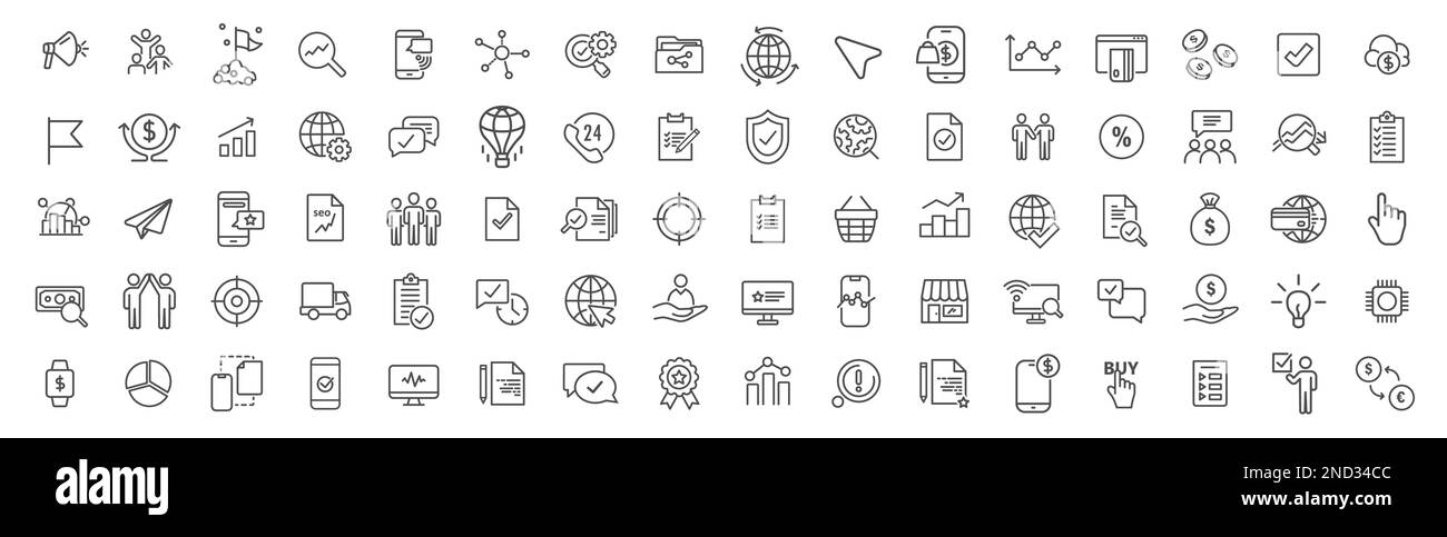 Business and audit line icons collection. Big UI icon set. Thin outline icons pack. Vector ...