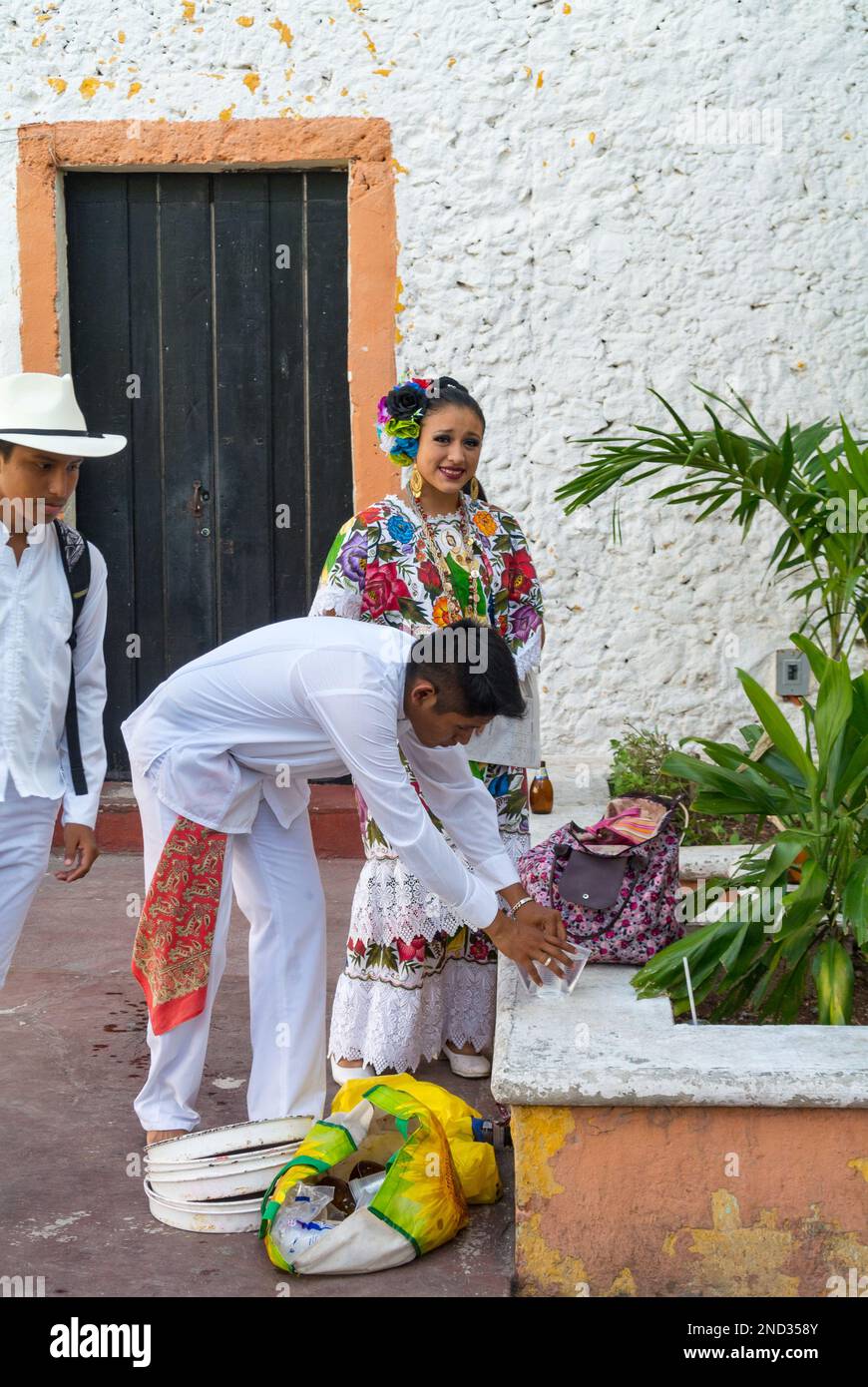 Valladolid, Yucatan, Mexico, hupil female and male with traditional ...