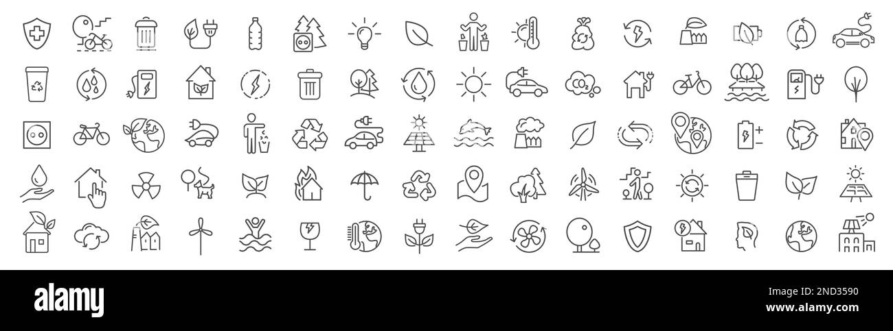 Eco and environment line icons collection. Big UI icon set. Thin ...