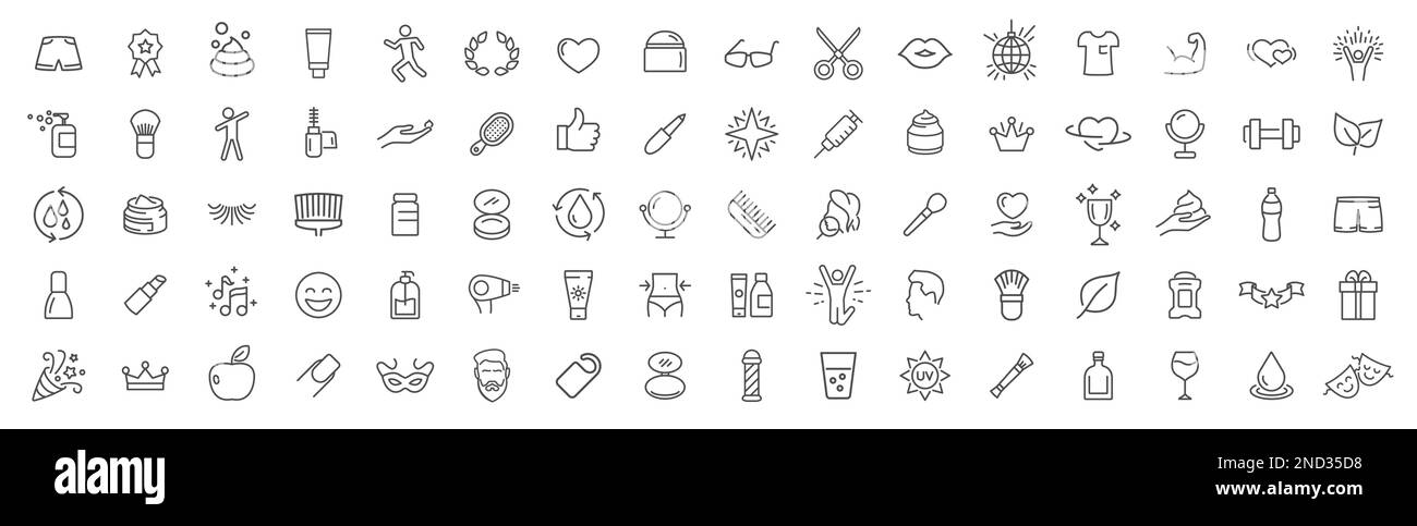 Beauty and care line icons collection. Big UI icon set. Thin outline icons pack. Vector ...