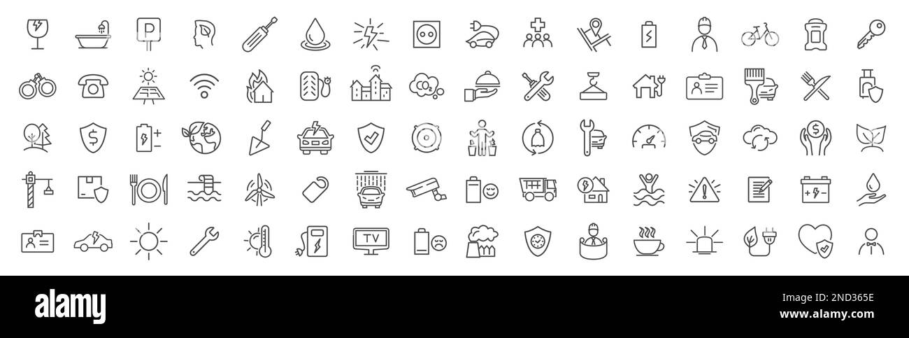 Infrastructure and environment line icons collection. Big UI icon set. Thin outline icons pack ...