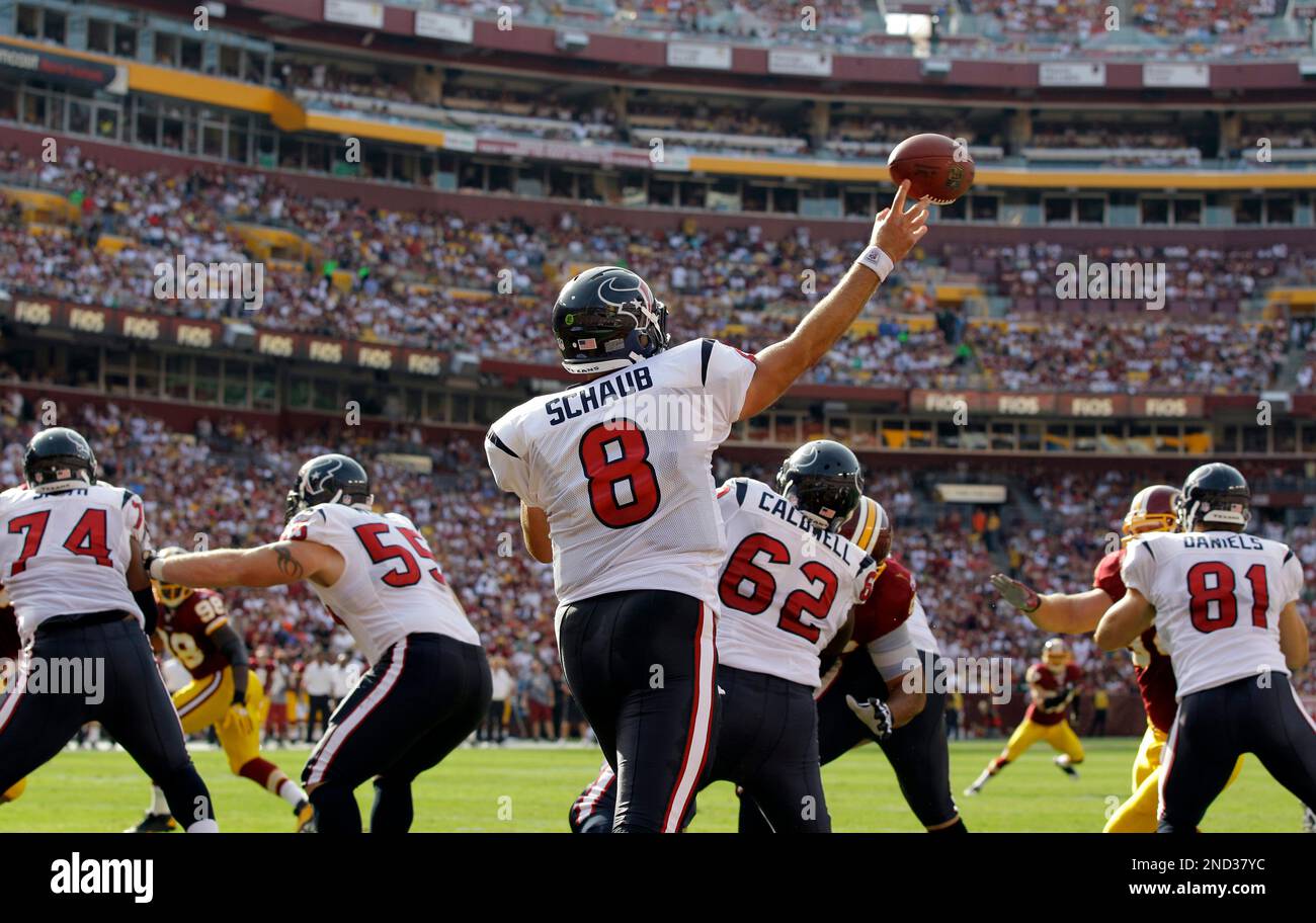 Houston Texans quarterback Matt Schaub (8) throws a pass against the ...