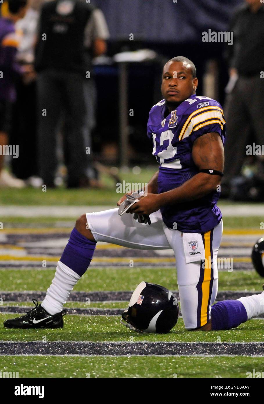 Minnesota Vikings wide receiver Percy Harvin before the start of an NFL ...