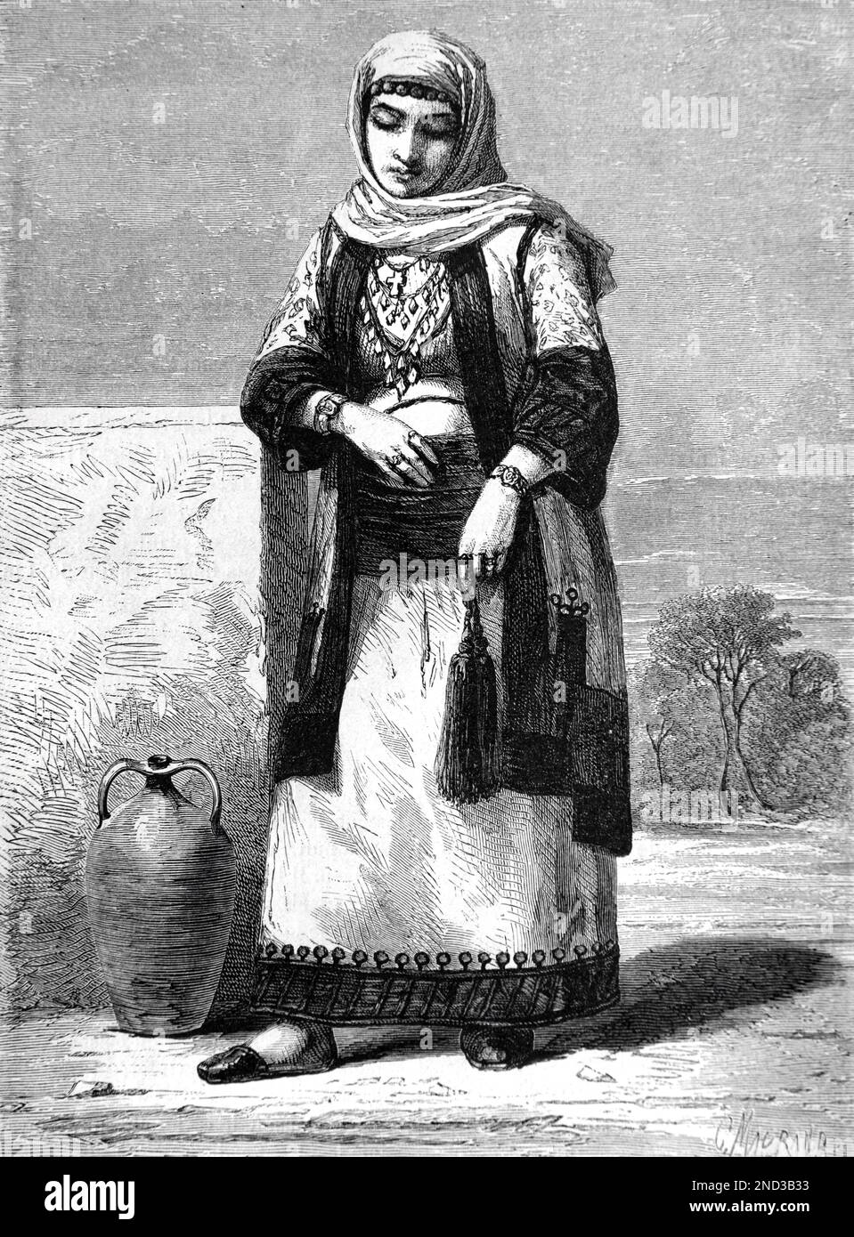 Albanian Woman Wearing Traditional Costume, Folklore or Ethnic Dress ...