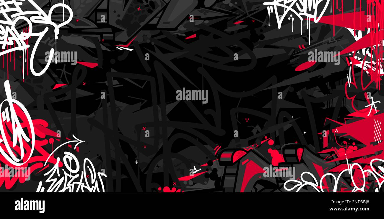 Dark Black Abstract Flat Urban Street Art Graffiti Style Vector ...