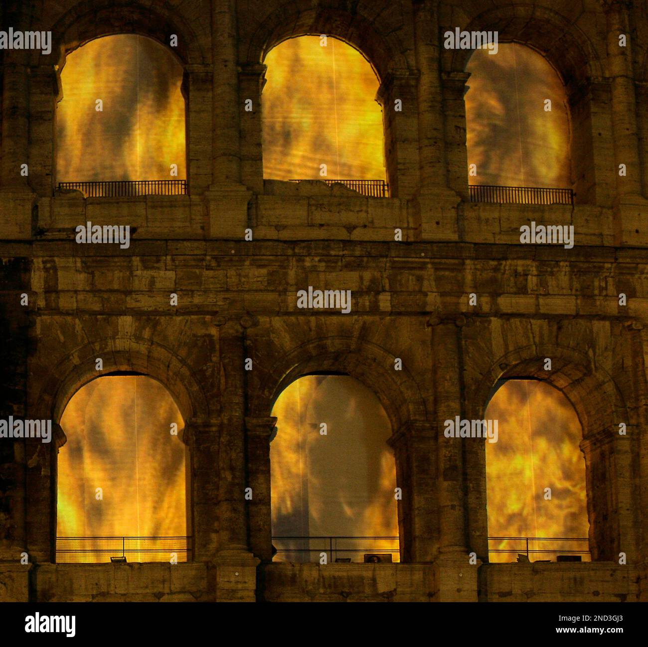 Rome's Colosseum is set in virtual fire in an art installation called ...