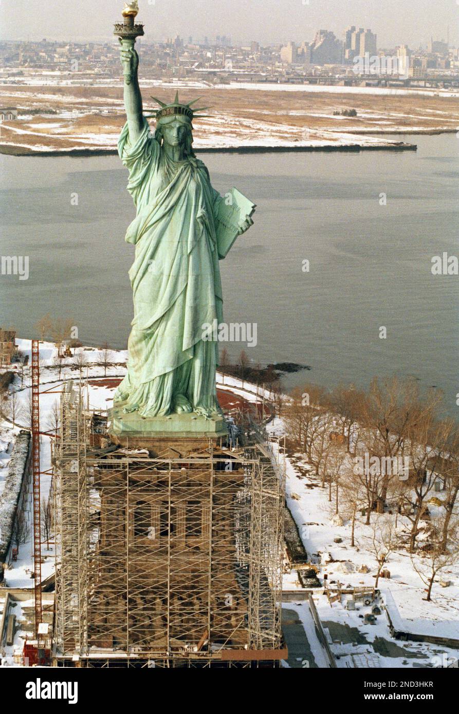 Statue of Liberty after the renovation is completed in New York, Feb. 8 ...