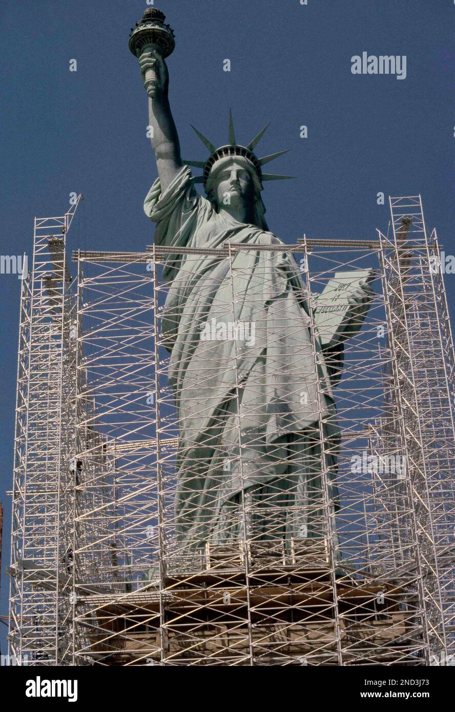 Renovation of statue of liberty in New York City in 1984. (AP Photo ...