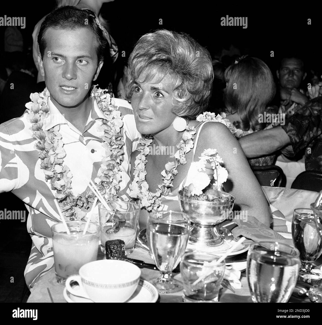Pat Boone and wife Shirley attend the opening of Don Ho's show at the ...