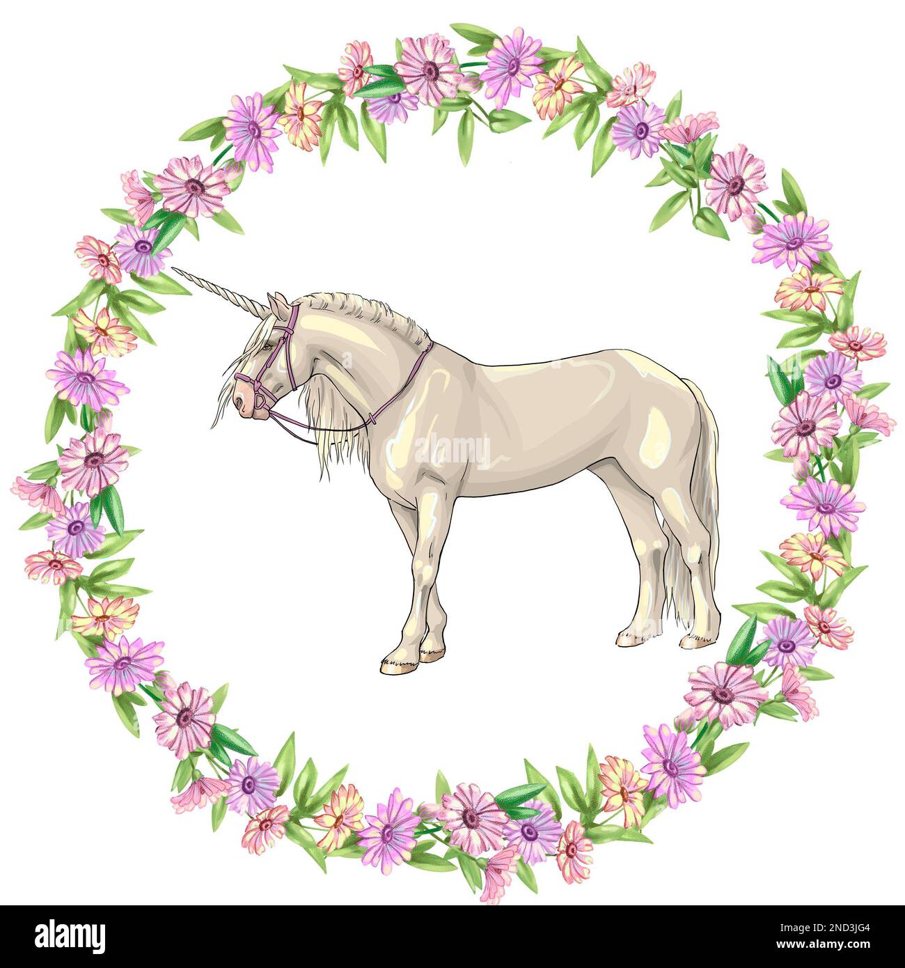 Unicorn with rainbow flowers hi-res stock photography and images - Alamy