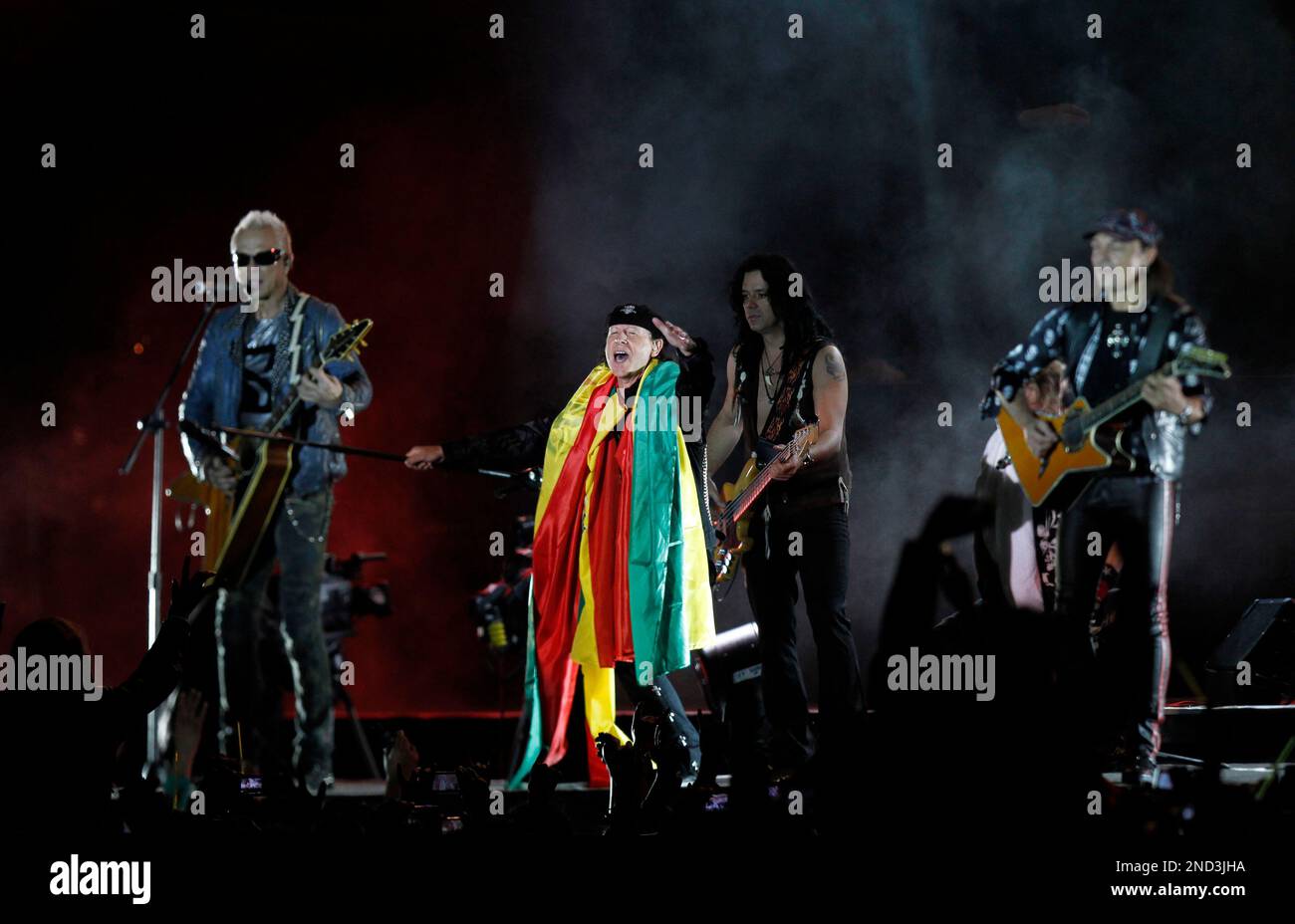 Members of the German rock band Scorpions, from left, Pawel Maciwoda ...
