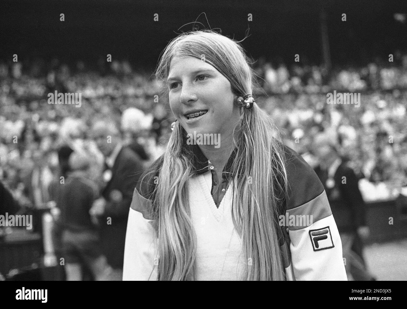 Her long hair cascading down over her shoulders, Andrea Jaeger of the ...