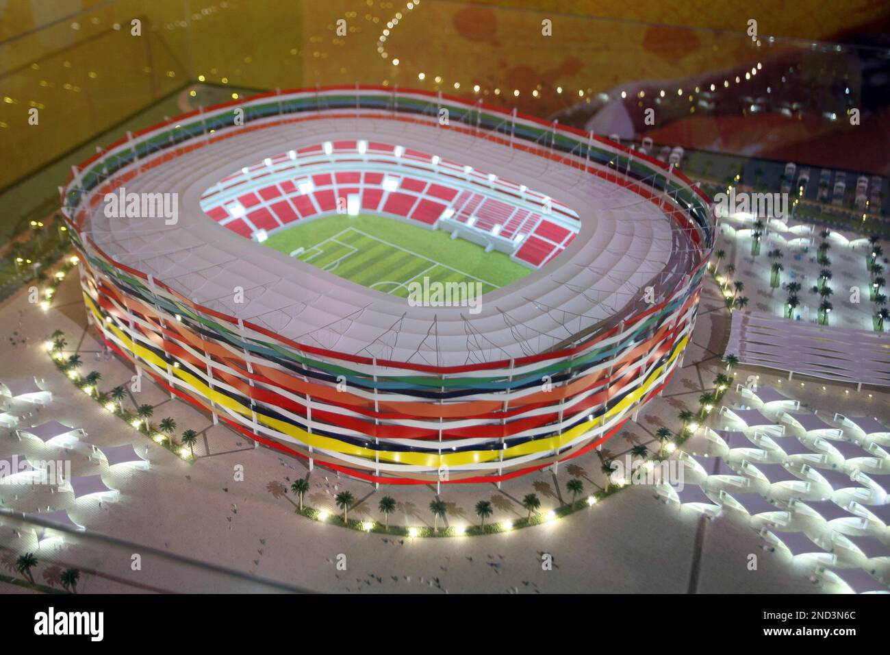 Qatar presents a model of its Al-Gharafa stadium as it bids to host the ...