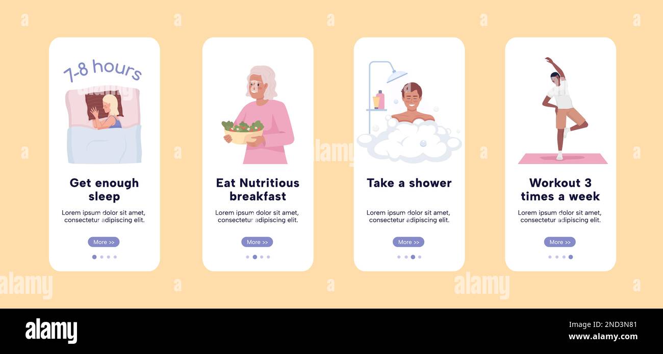 Effective Morning Routine Onboarding Mobile App Screen Flat Template Stock Vector Image And Art