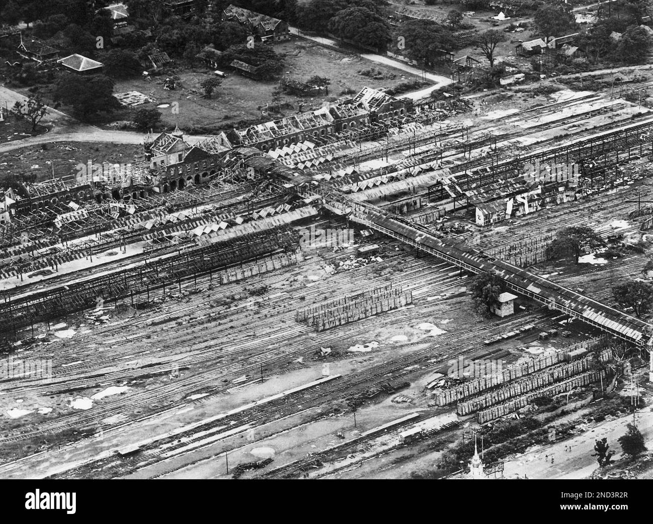 Air picture Rangoon taken from an RAF aircraft, it shows the heavily ...