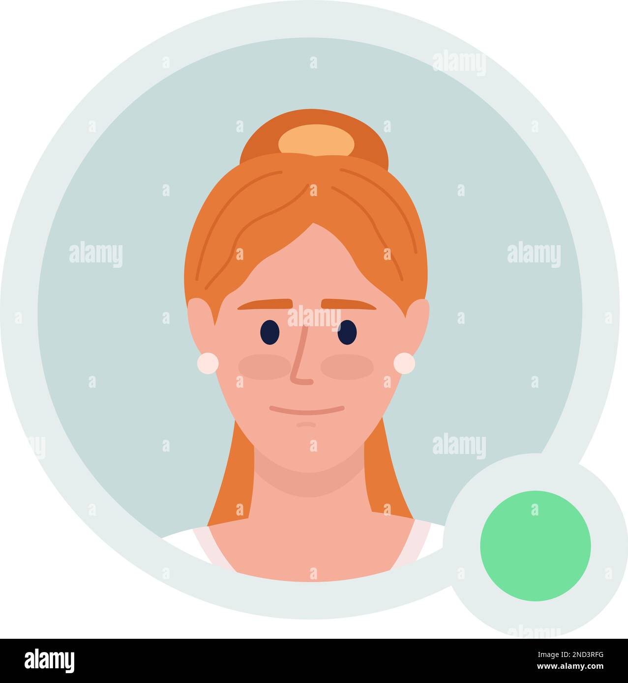 Pretty ginger haired girl flat vector avatar icon with green dot Stock ...