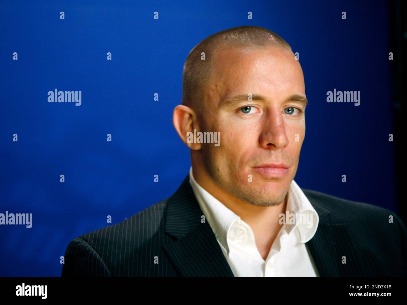 Ultimate fighter Georges St-Pierre poses for a portrait Tuesday, Sept. 14, 2010 in New York. (AP ...