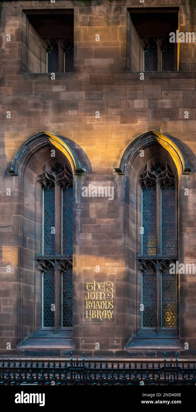 Closeup of the gothic windows on John Rylands Library on Deansgate in ...