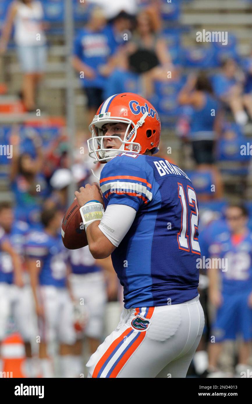 Florida quarterback John Brantley warms up prior an NCAA college ...