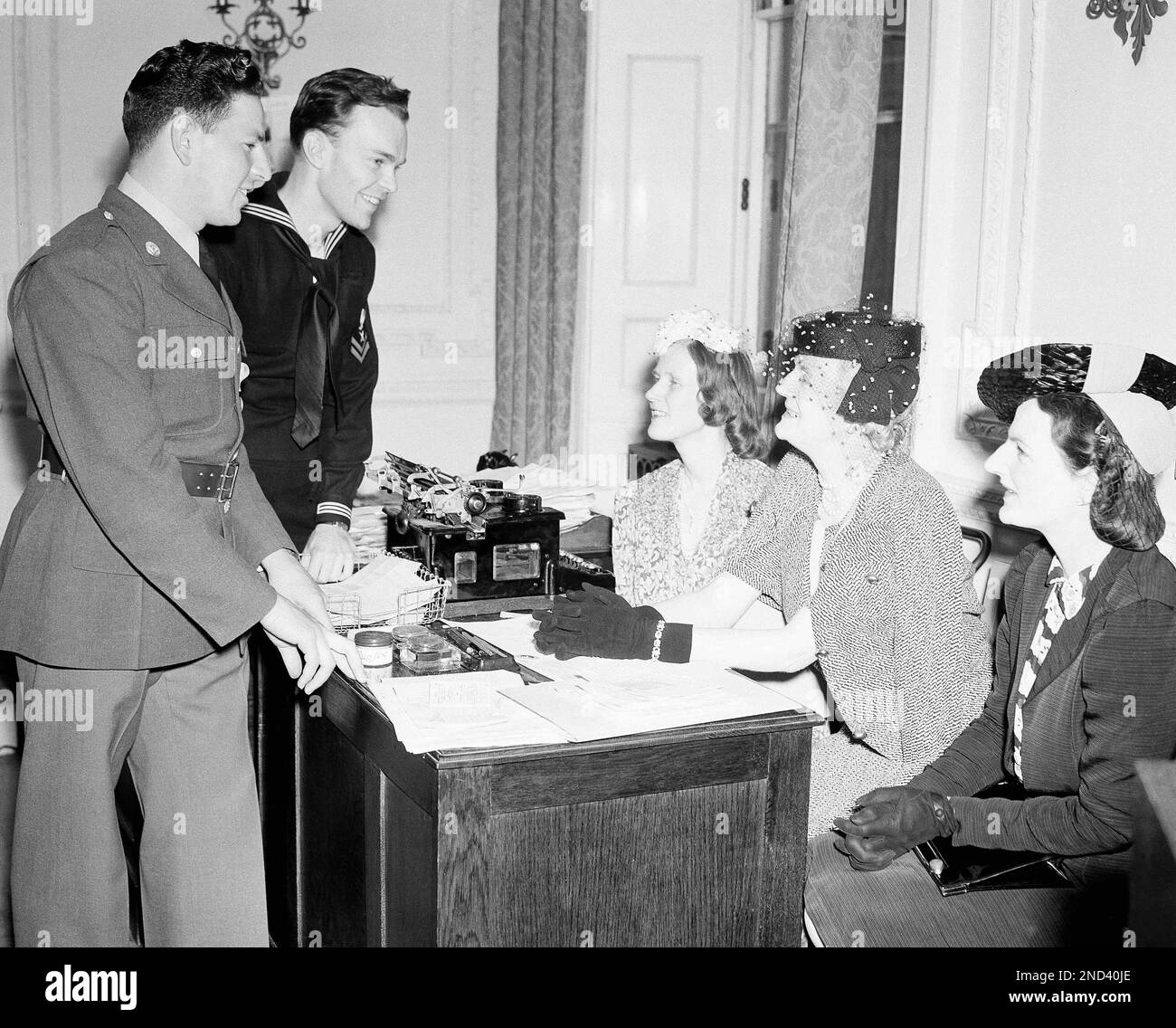 American soldiers visiting an information center. Designed just for ...