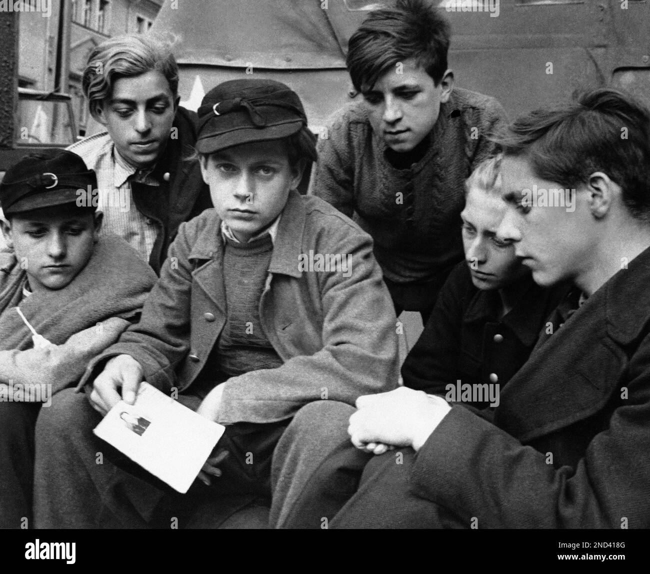 Six young Nazis, members of the Hitler Jugend, who were picked up by ...