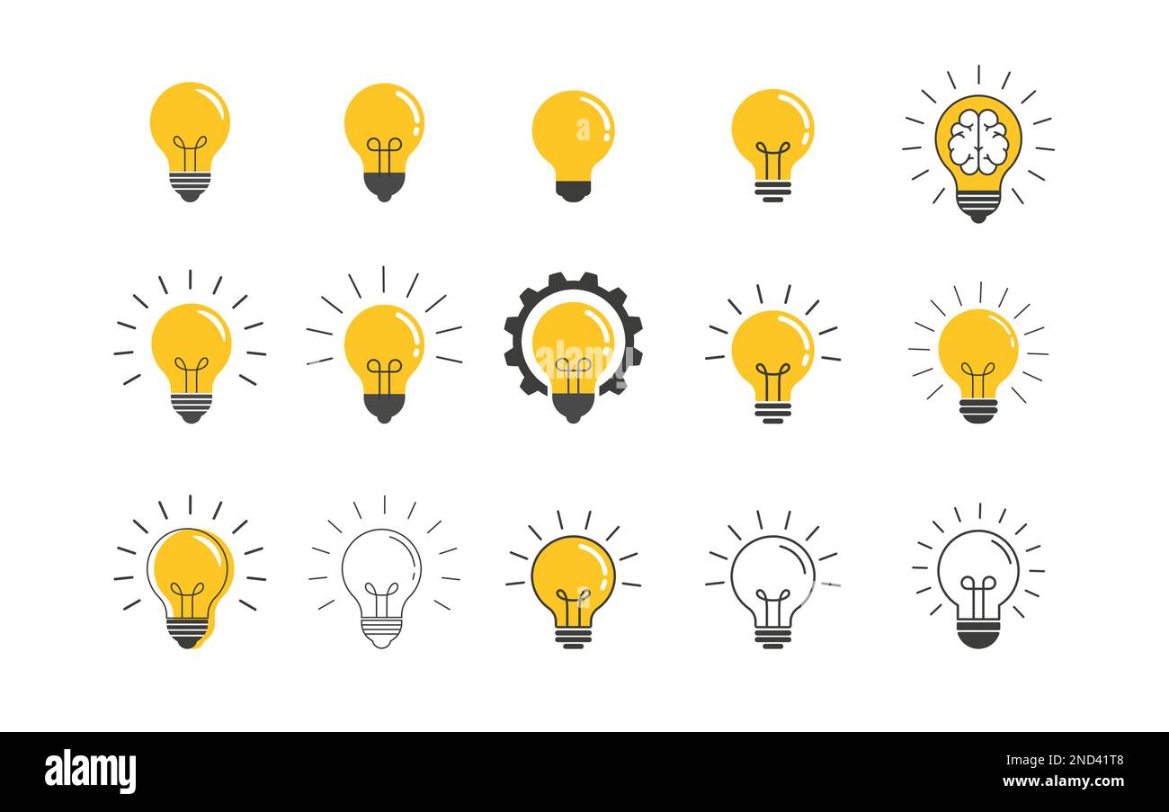 Collection of light bulbs, logos, element and symbols Stock Vector ...