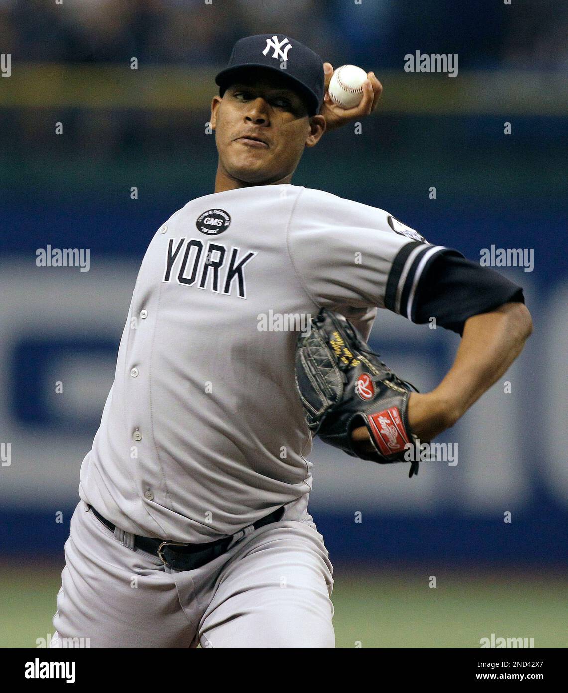 New York Yankees' Ivan Nova delivers a first-inning pitch to the Tampa ...