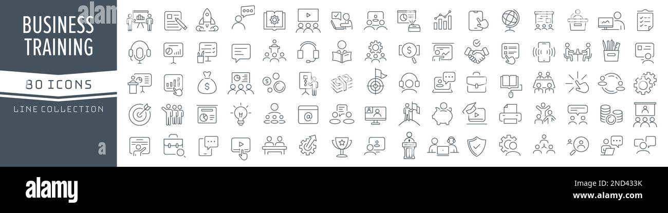 Business training and workshop line icons collection. Big UI icon set in a flat design. Thin ...