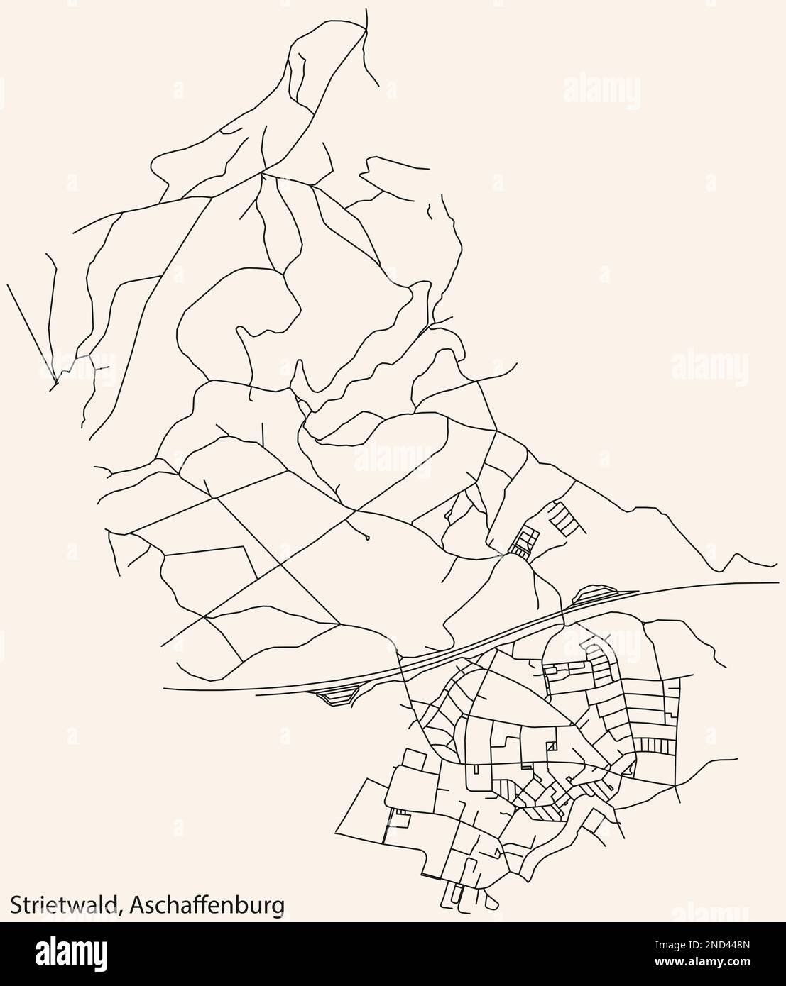 Street roads map of the STRIETWALD BOROUGH, ASCHAFFENBURG Stock Vector ...