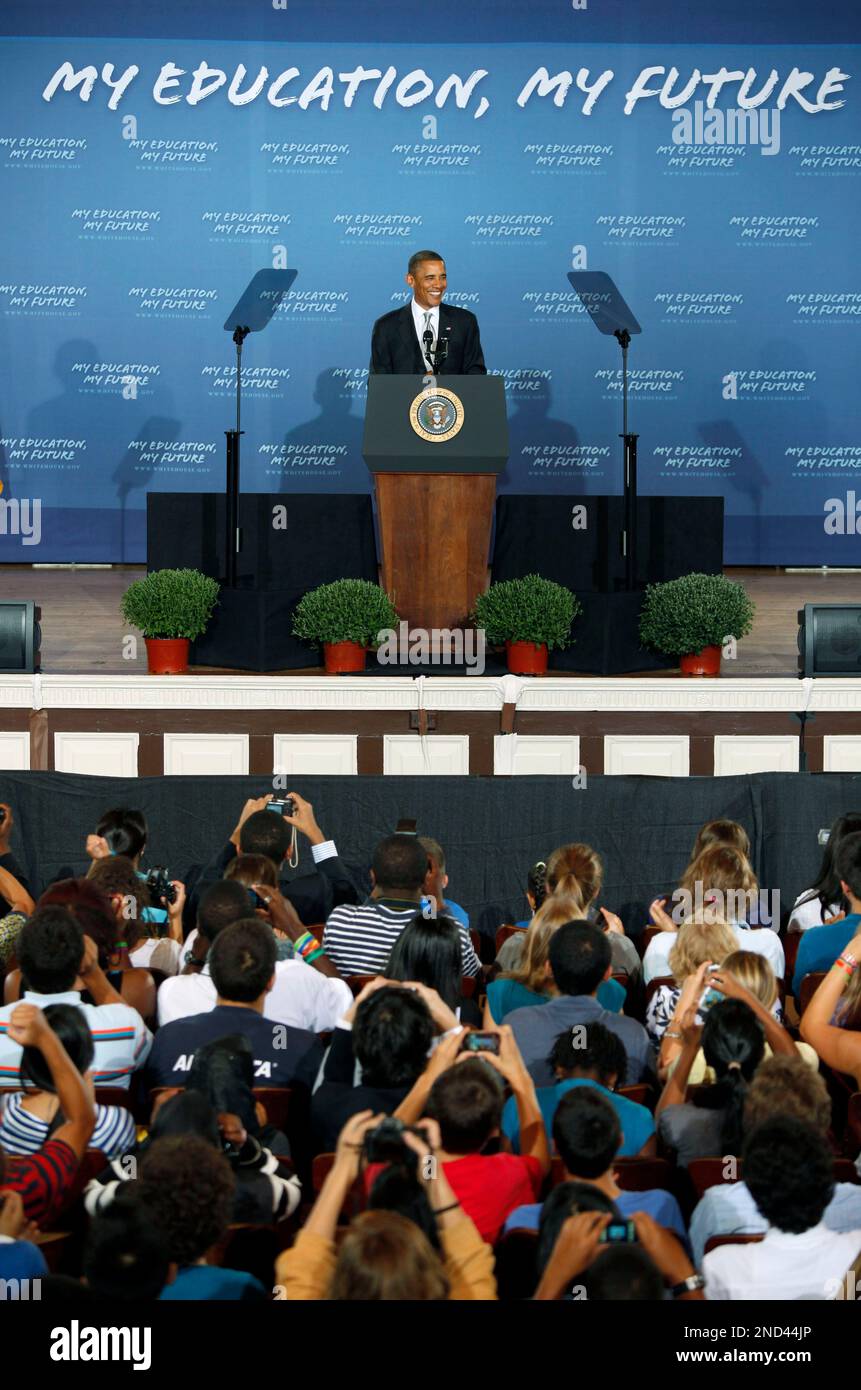 President Barack Obama delivers his second annual back-to-school speech ...