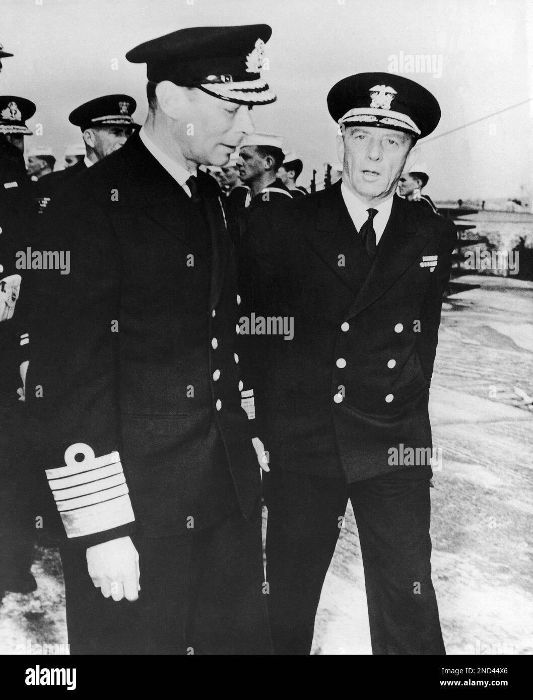 Rear Admiral Alan G. Kirk, right, commanding U.S. Task Force operating ...