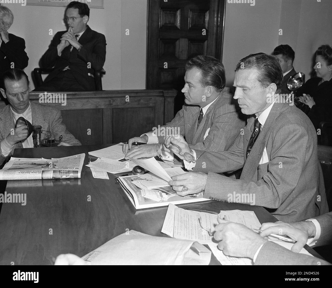 Radio producer Hal Styles is pictured at attorney’s table, right, with ...