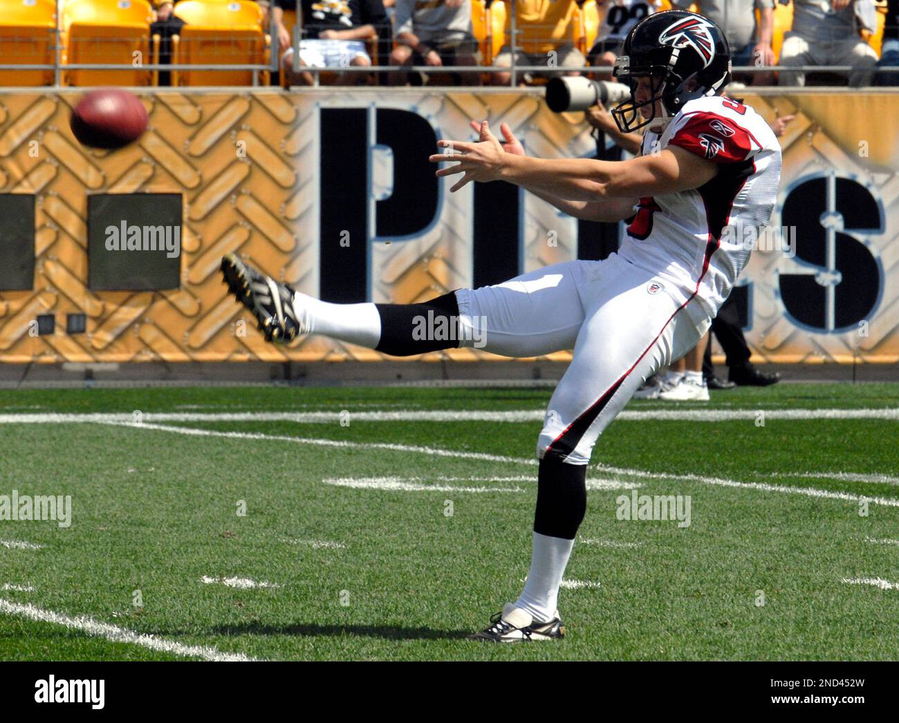 Atlanta Falcons punter Michael Koenen punts against the Pittsburgh ...