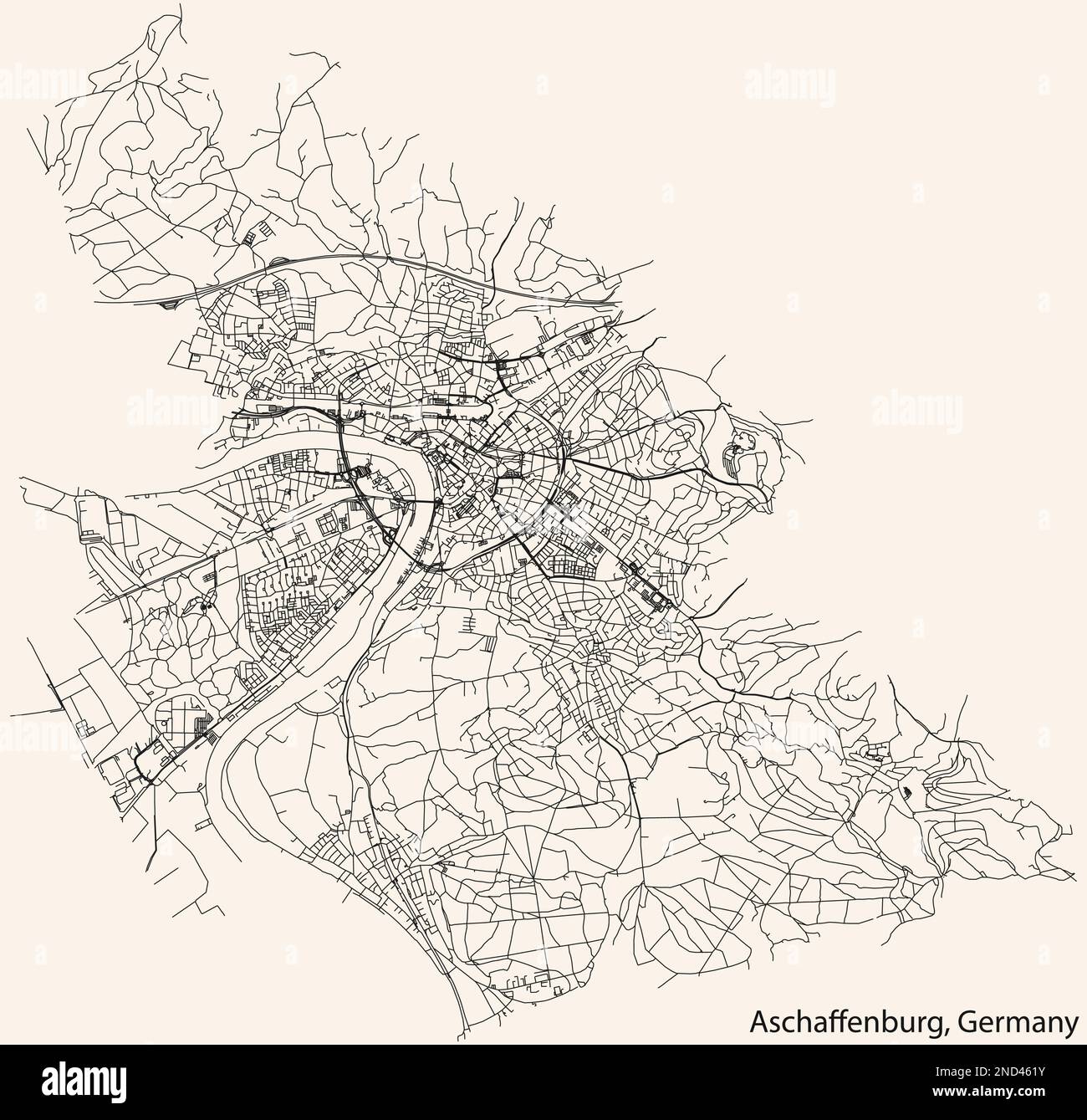 Street roads map of ASCHAFFENBURG, GERMANY Stock Vector Image & Art - Alamy