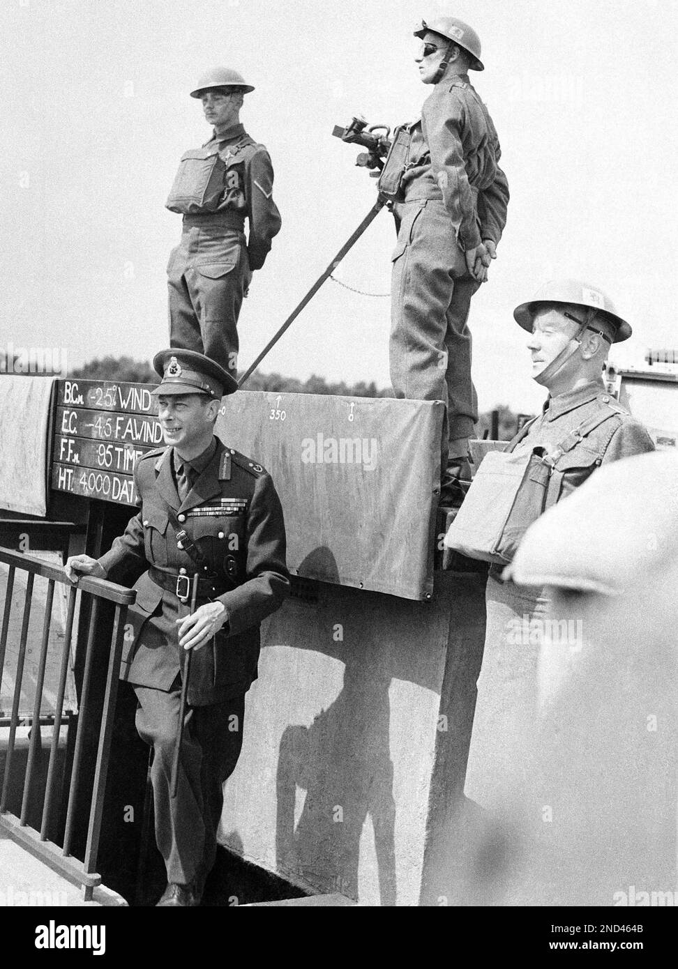 King George VI of England emerged from a dugout during an inspection of ...