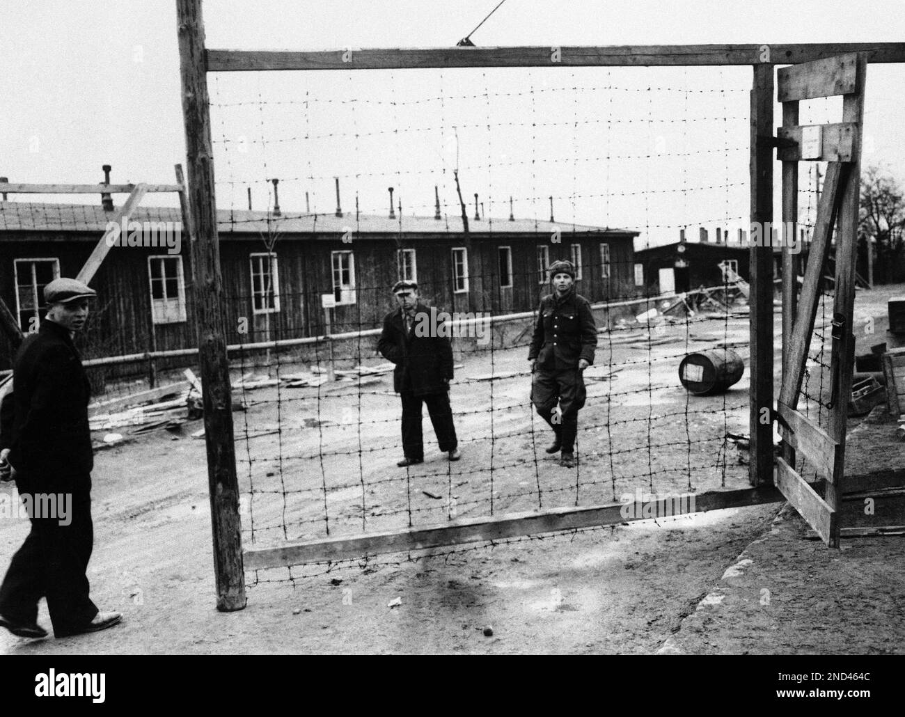 The entrance of the SS concentration camp at Ohrdruf in Thuringia ...