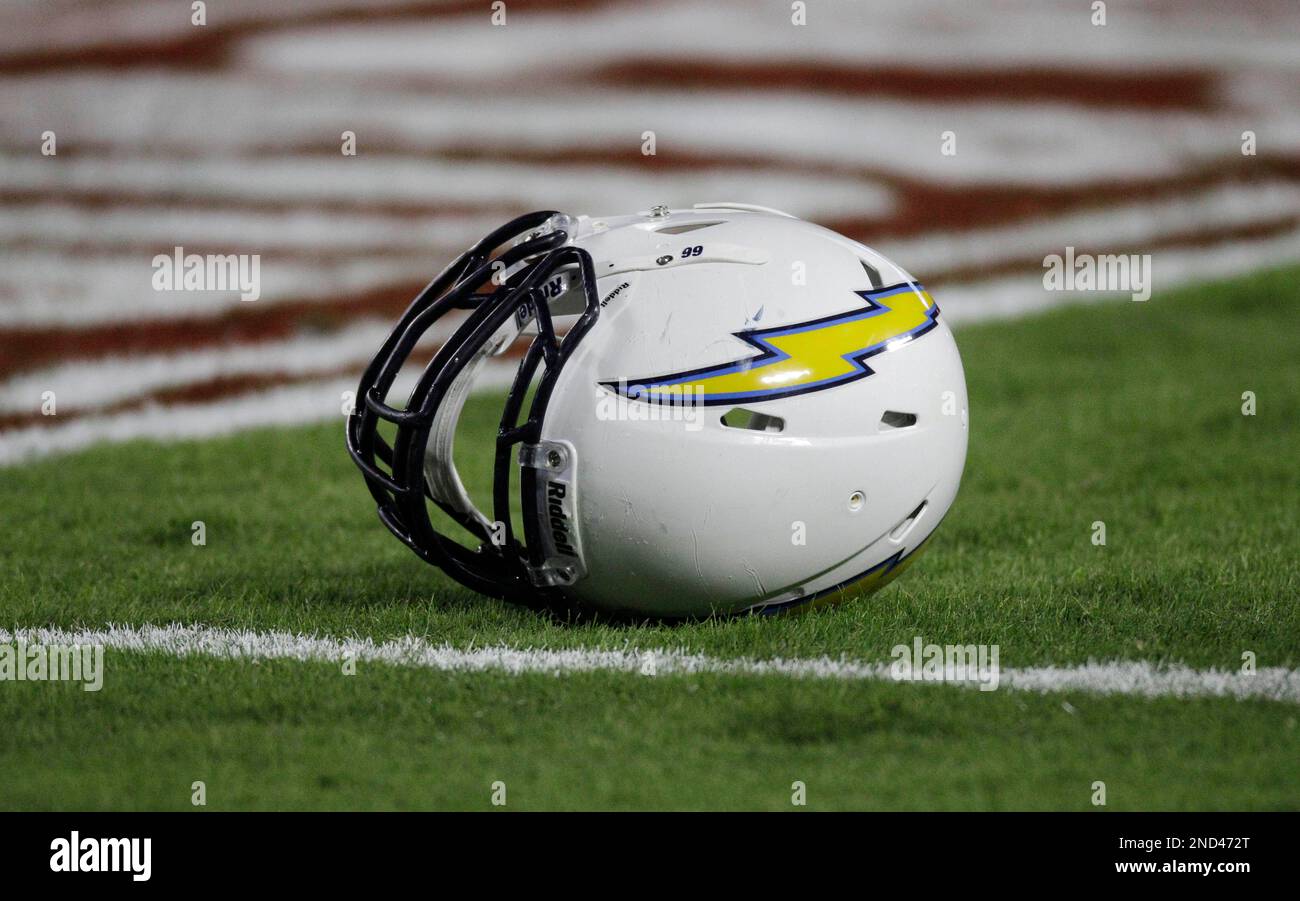 San Diego Chargers helmet before an NFL football game with the Kansas ...