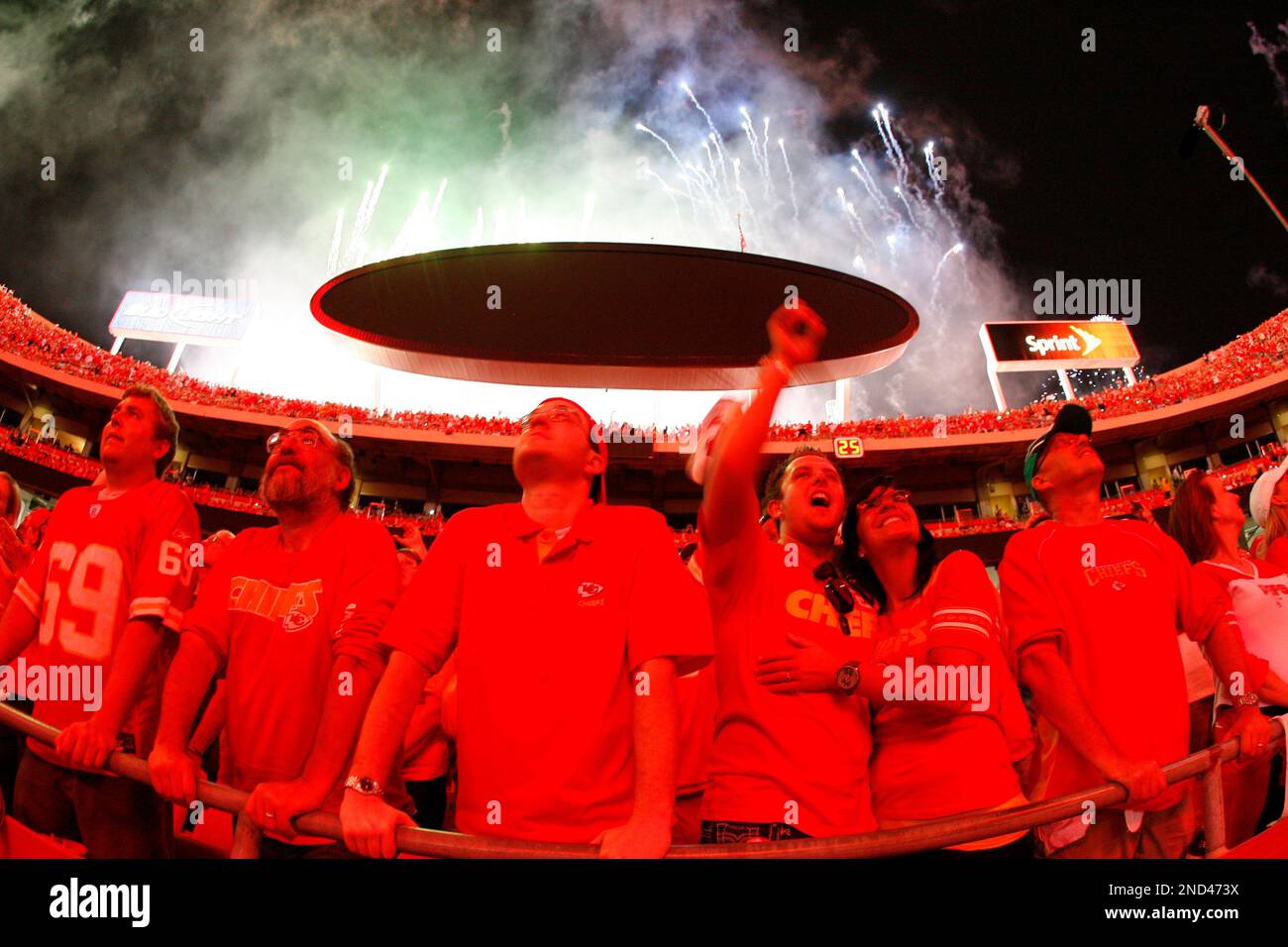 Kansas City Chiefs fans cheer during pre-game action at an NFL football ...