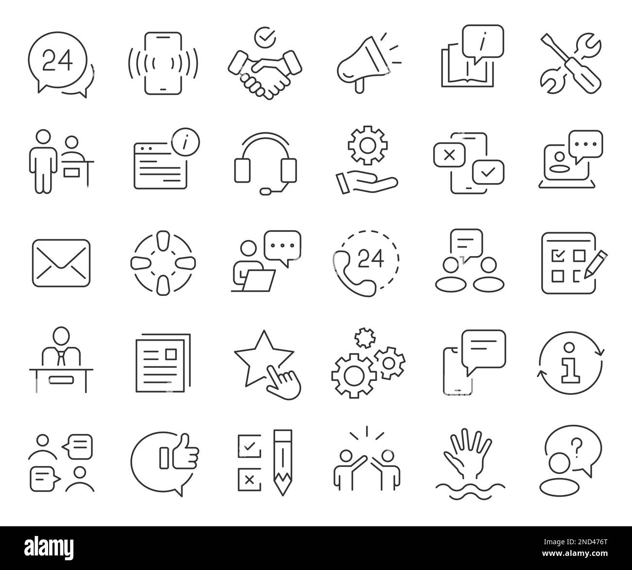 Customer service and support line icons collection. Thin outline icons ...