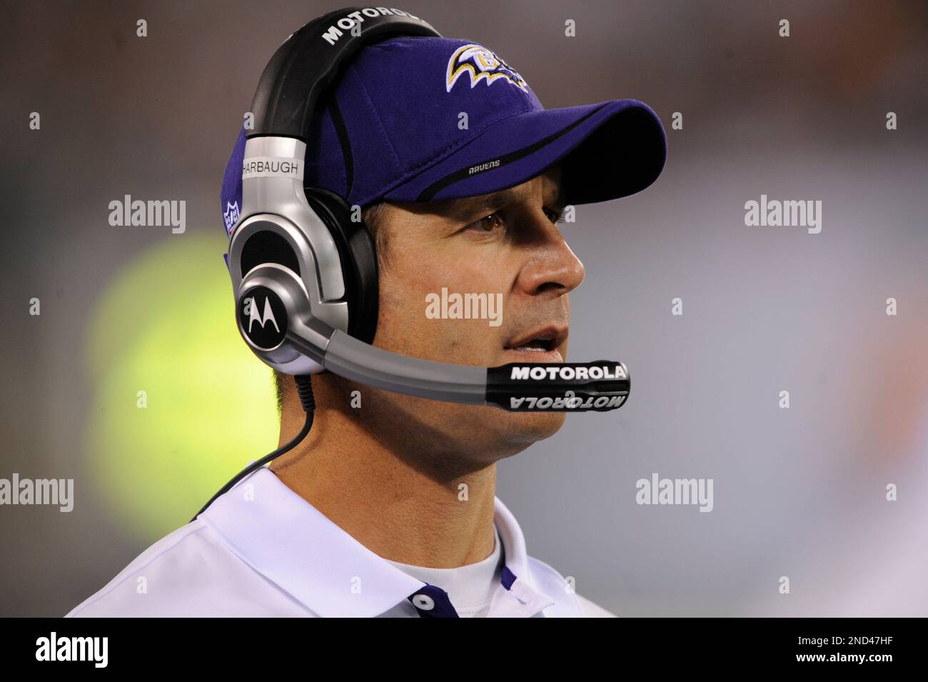 Baltimore Ravens head coach John Harbaugh looks on during the third ...