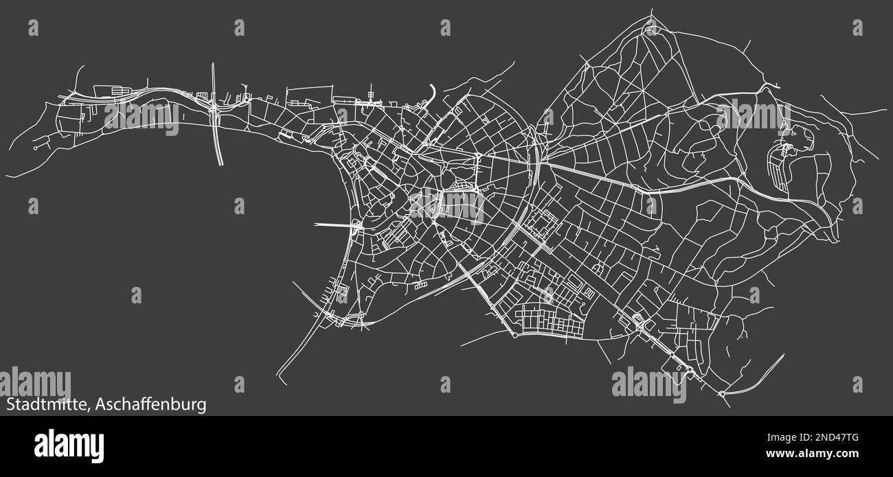 Street roads map of the STADTMITTE BOROUGH, ASCHAFFENBURG Stock Vector ...