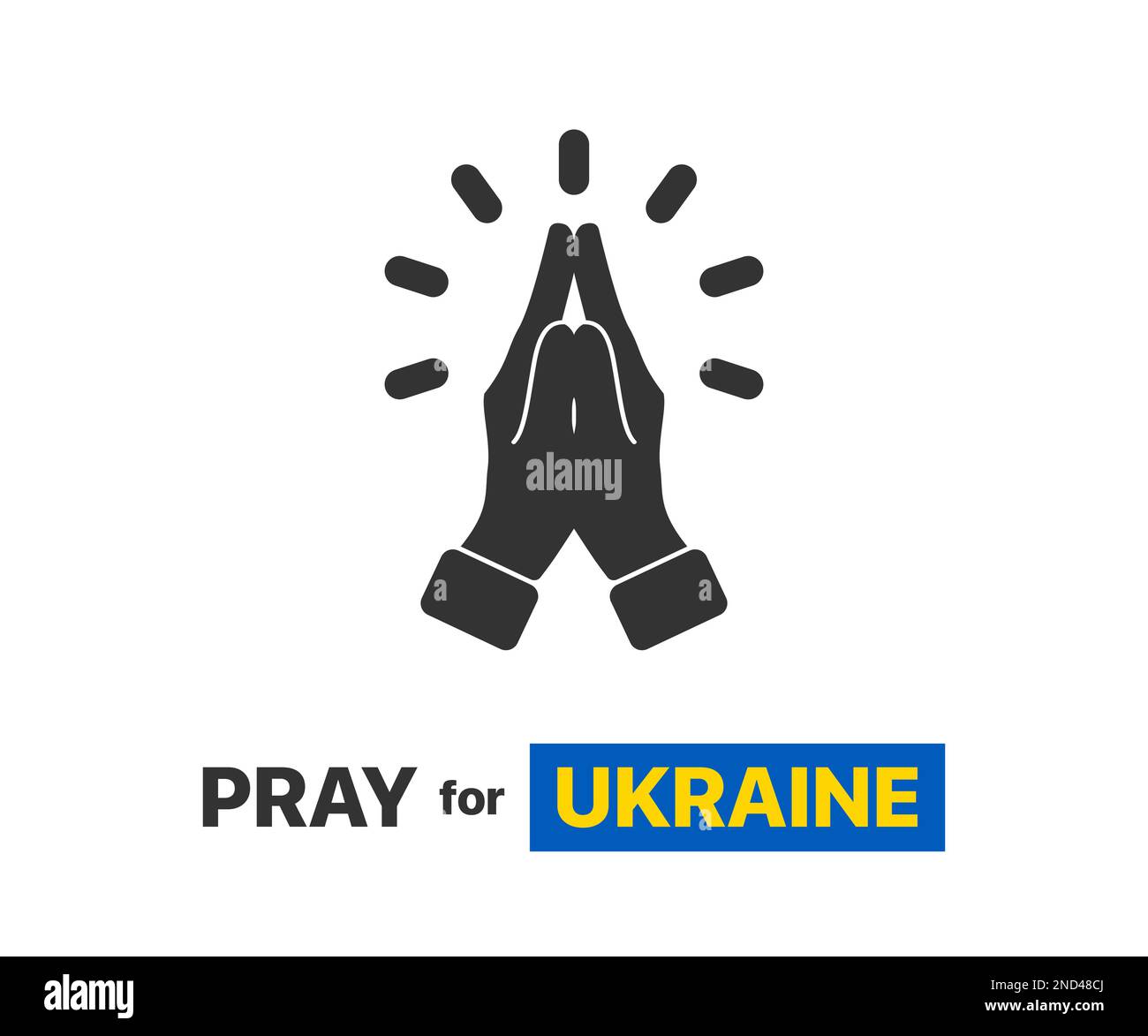 Pray for Ukraine. Pray hands icon with text. Vector illustration Stock ...