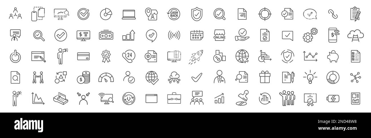 Business and marketing line icons collection. Big UI icon set. Thin outline icons pack. Vector ...