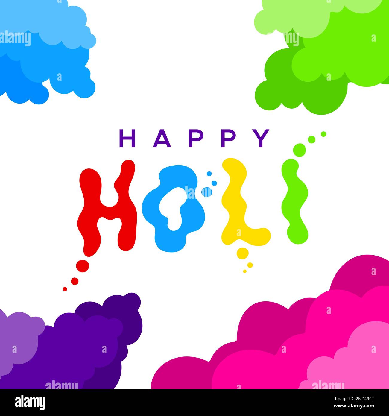 Happy Holi. Color stain lettering. Vibrant colored clouds. Vector ...