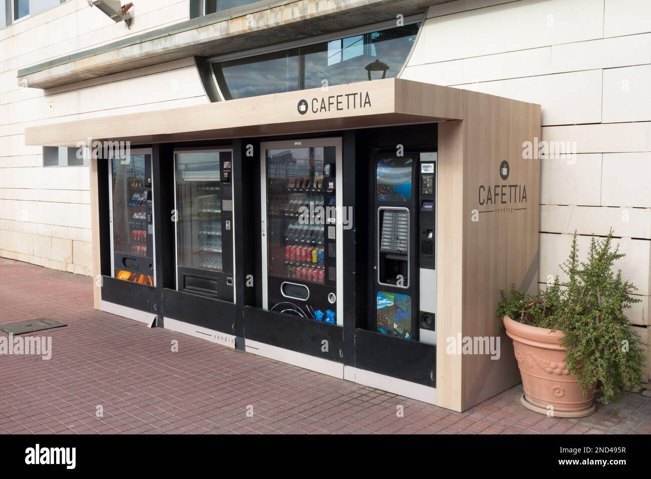 Outside drinks vending machine in Benidorm Spain Stock Photo - Alamy